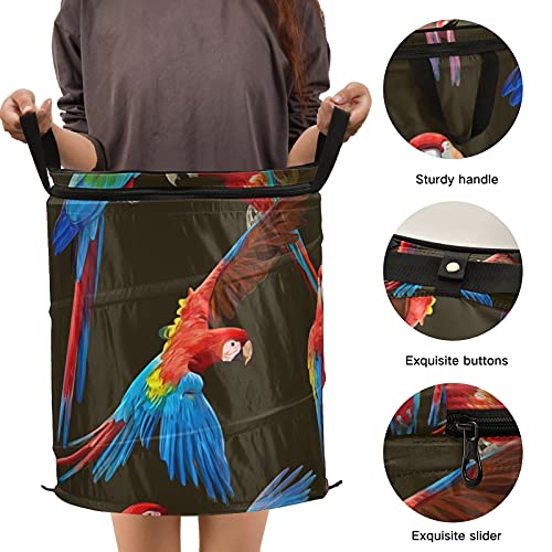 Parrot Pop Up Laundry Hamper With Lid Foldable Laundry Basket With Handles Collapsible Storage Basket Clothes Organizer for Travel Kids Room