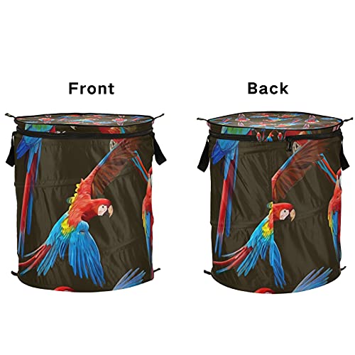 Parrot Pop Up Laundry Hamper With Lid Foldable Laundry Basket With Handles Collapsible Storage Basket Clothes Organizer for Travel Kids Room