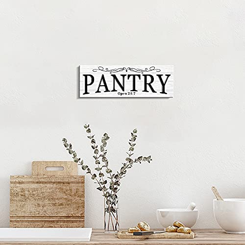 Pinetree Art Pantry Signs for Kitchen Rustic Farmhouse Pantry Room Wooden Sign Wall Decor Ready to Hang (13.7X4.7 Inch, W)