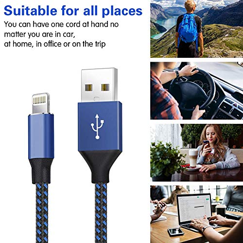 [Apple MFi Certified] iPhone Charger 5Pack(3/3/6/6/10 FT)Long Lightning Cable Fast Charging High Speed Data Sync USB Cable Compatible iPhone 14/13/12/11 Pro Max/XS MAX/XR/XS/X/8/7/Plus/6S iPad AirPods