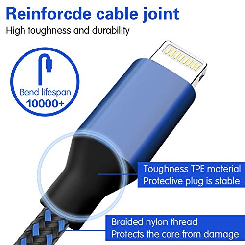 [Apple MFi Certified] iPhone Charger 5Pack(3/3/6/6/10 FT)Long Lightning Cable Fast Charging High Speed Data Sync USB Cable Compatible iPhone 14/13/12/11 Pro Max/XS MAX/XR/XS/X/8/7/Plus/6S iPad AirPods