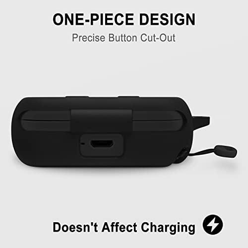 Geiomoo Silicone Case Compatible with Skullcandy Dime, Portable Scratch Shock Resistant Carrying Cover with Carabiner (Black)