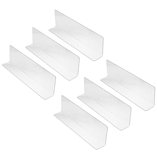 Baluue 6Pcs Plastic Shelf Dividers- Shaped Clear Shelf Separators Clothes Organizer Commodity Shelf Clapboard Bookend for Closets Wardrobes Kitchen Office 25X6CM