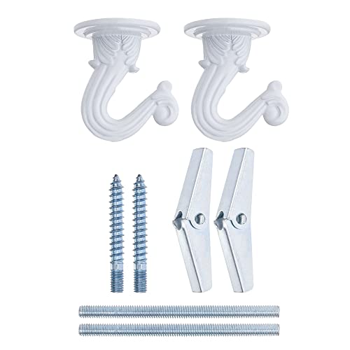 uxcell Ceiling Hooks with Hardware Zinc Alloy White 29x38mm 2Pcs for Hanging Chandeliers Plants