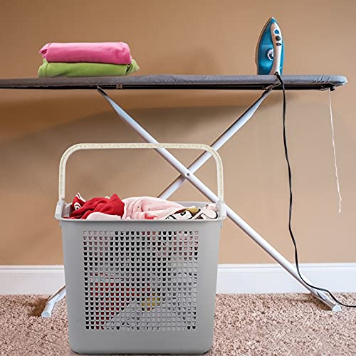 Morcte 4-Pack 35 L Plastic Laundry Hamper with Handles, Dirty Clothes Storage Basket, Gray