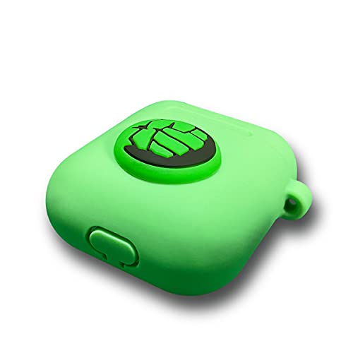 MJCMYC AirPods Case Designed for AirPods 2 & 1, AirPods Case Cover with Keychain,Soft Silicone Material for Boys and Girls,Super Hero Character Surface Earphone Case (Hulk)