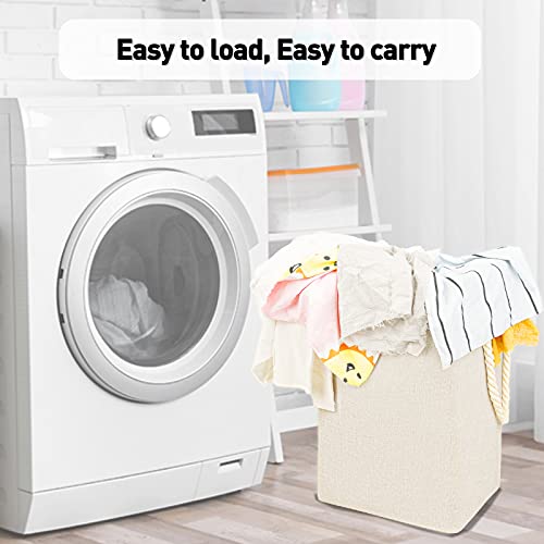 GZMXM Laundry Basket Hamper with Lid and a Removable Bag 72L Large Collapsible Laundry Baskets Dirty Clothes Hamper with Detachable Rods, Foldable Washing Bin for Clothes and Toys - Beige
