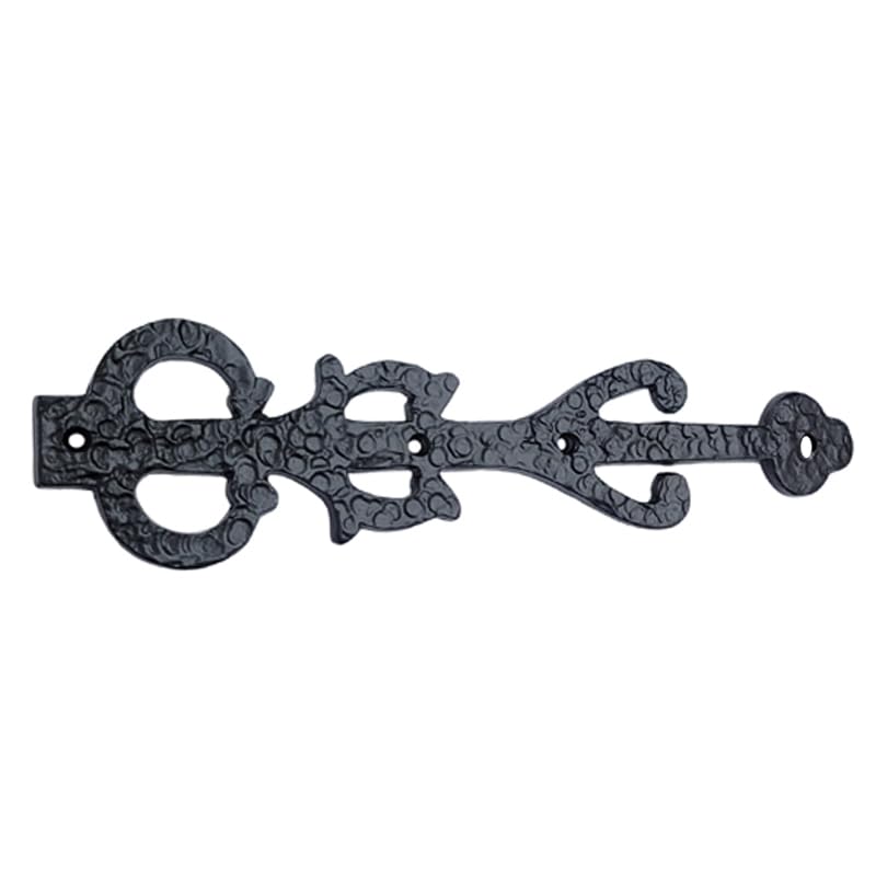 Adonai Hardware 12 Inch Izehar Heavy Duty Antique Aluminium Strap False/Faux/Dummy Hinge Fronts (4 Pack, Black Powder Coated) for Vintage Barn Doors, Gates, Furniture, Garage, Shutters and Fences