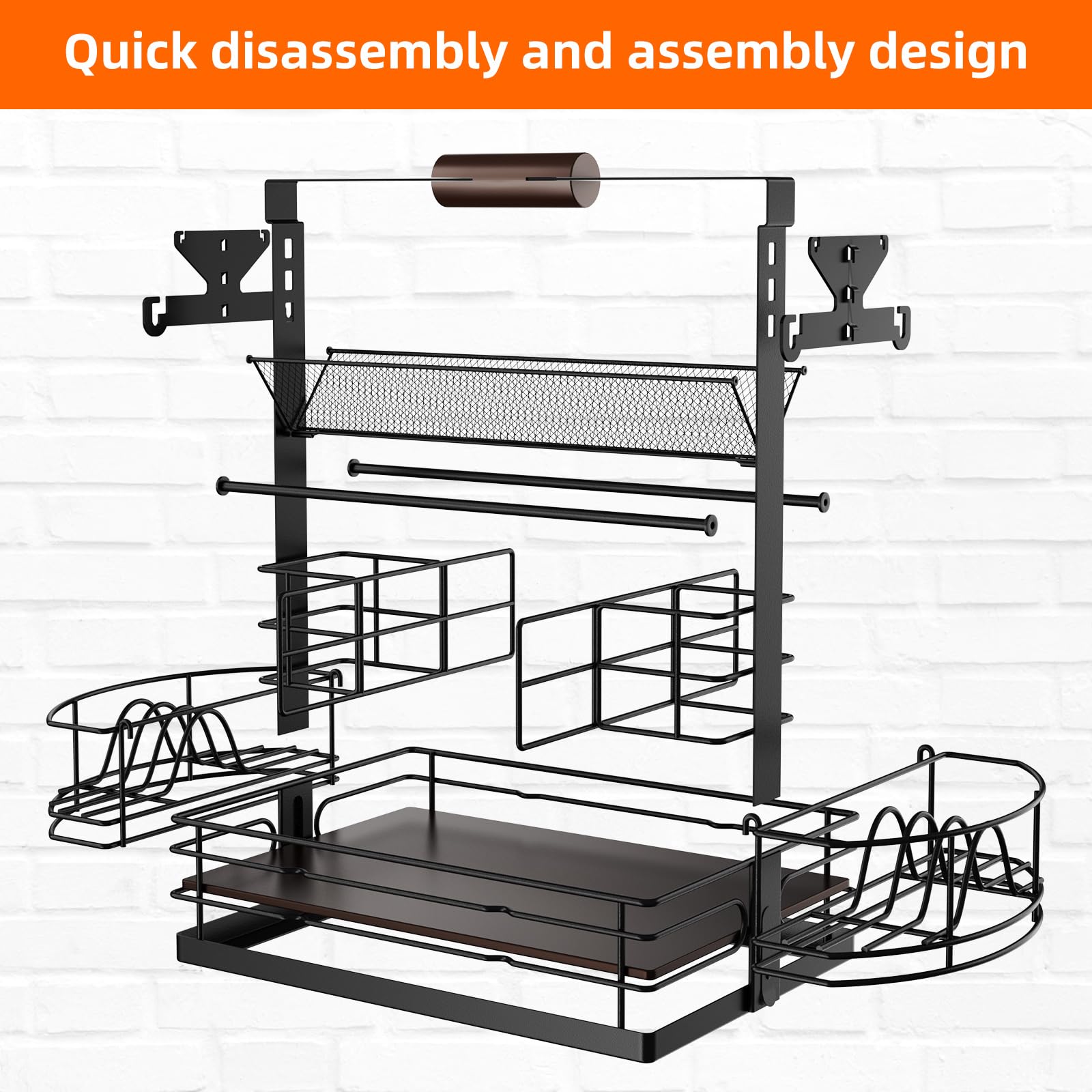 Grill Caddy BBQ Caddy with Paper Towel Holder Kitchen Organization Outdoor Camping Condiment Picnic Accessories Storage Organizer Easy to Disassemble Rv Barbecue Utensil Holder Upgraded Version