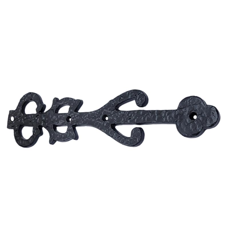 Adonai Hardware 12 Inch Izehar Heavy Duty Antique Aluminium Strap False/Faux/Dummy Hinge Fronts (4 Pack, Black Powder Coated) for Vintage Barn Doors, Gates, Furniture, Garage, Shutters and Fences