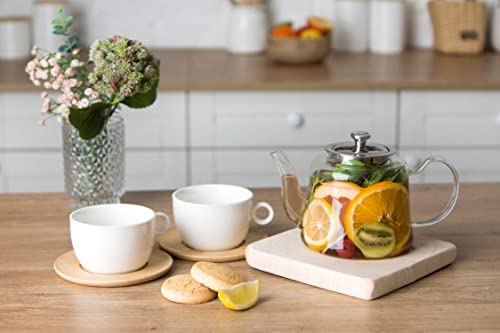 Aserson 1100 ml/37 oz Glass Teapot, Heat Resistant, Stainless Steel Infuser, Handmade, Leaf Tea Brewer, Borosilicate Glass, Stovetop Teapot and Microwave Safe
