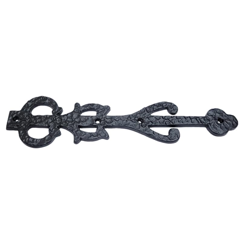 Adonai Hardware 12 Inch Izehar Heavy Duty Antique Aluminium Strap False/Faux/Dummy Hinge Fronts (4 Pack, Black Powder Coated) for Vintage Barn Doors, Gates, Furniture, Garage, Shutters and Fences