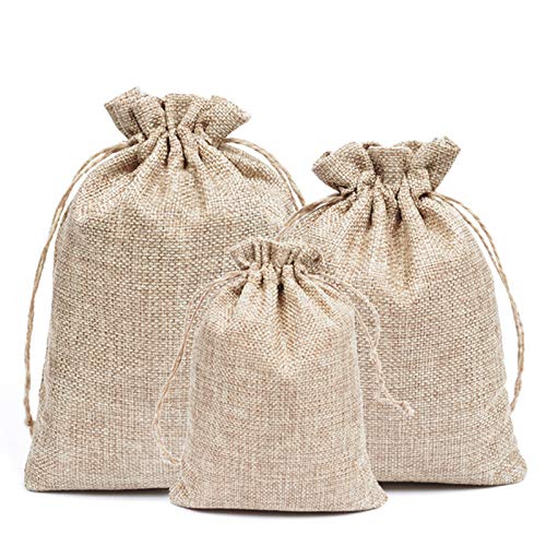 WEWIVODA Burlap Bags, 25 Packs 6''x8'' Drawstring Gift Bag Burlap Candy Pouch Party Favor Linen Pockets for Wedding Birthday Party Halloween Thanksgivings Christmas New Year Valentine's Day (6''x8'')