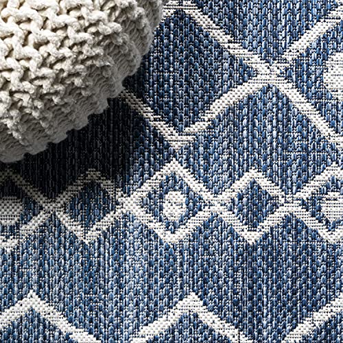 JONATHAN Y SMB131C-3 Nokat Tribal Bohemian Indoor Outdoor Area-Rug Bohemian Rustic Easy-Cleaning Bedroom Kitchen Backyard Patio Non Shedding, 3 X 5, Blue/Ivory