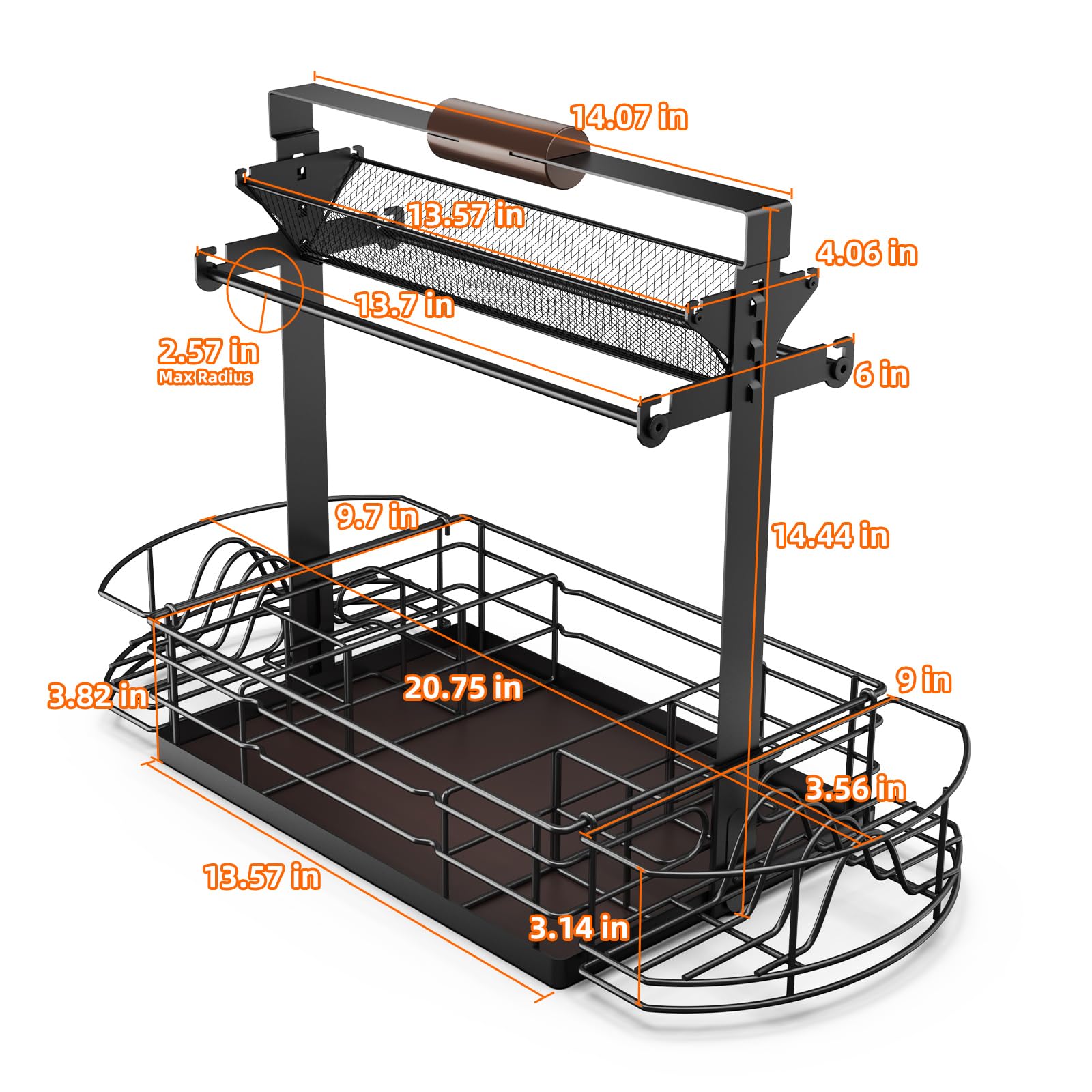 Grill Caddy BBQ Caddy with Paper Towel Holder Kitchen Organization Outdoor Camping Condiment Picnic Accessories Storage Organizer Easy to Disassemble Rv Barbecue Utensil Holder Upgraded Version