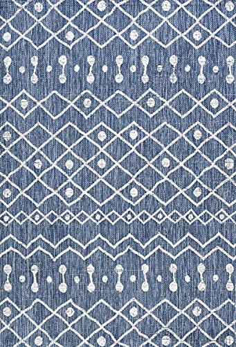 JONATHAN Y SMB131C-3 Nokat Tribal Bohemian Indoor Outdoor Area-Rug Bohemian Rustic Easy-Cleaning Bedroom Kitchen Backyard Patio Non Shedding, 3 X 5, Blue/Ivory