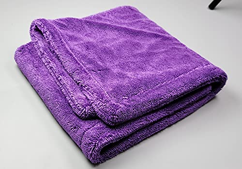 DEUTSCHMOTOR Super Fast 1600 GSM Large Microfiber Drying Towels 31"x20" (80x50cm) one Towel drys one car 2022 Twist-Loop Design (Purple)