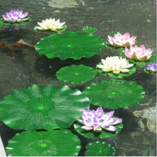 Cabilock 20pcs Artificial Lotus Leaf Floating Lotus Leaves Green Lily Pads Foliage Pond Decor Aquarium Tank Fake Leaves 18cm