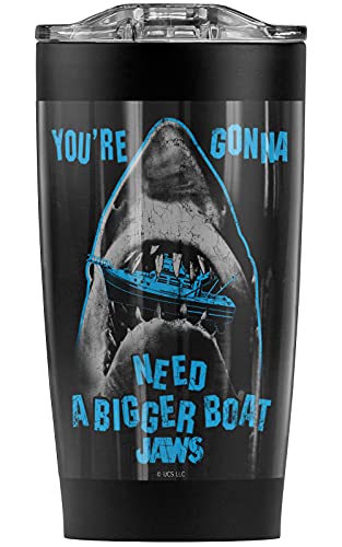 Logovision Jaws Bigger Boat Stainless Steel Tumbler 20 oz Coffee Travel Mug/Cup, Vacuum Insulated & Double Wall with Leakproof Sliding Lid | Great for Hot Drinks and Cold Beverages