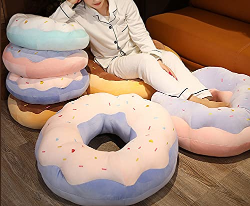 ChezMax Round Donut Pillow Print Decorative Comfortable Soft Plush Funny Food Shaped Pad Seat Back Stuffed Cushion Adult and Kids for Couch Chair Floor Sofa Chocolate