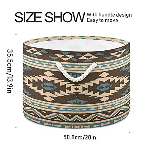 xigua Large Storage Basket Cotton Rope Basket Retro Aztec Navajo Baby Laundry Basket for Blankets Toys Storage Basket Laundry Hamper