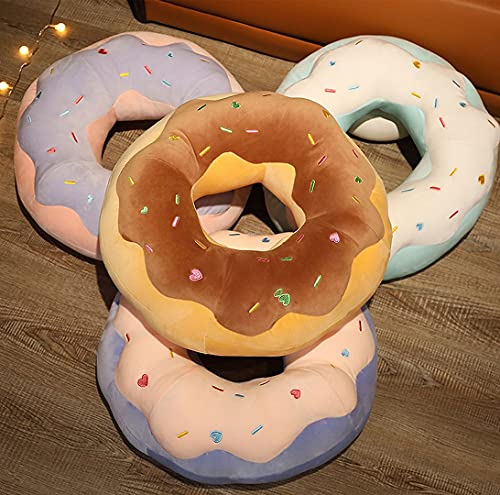 ChezMax Round Donut Pillow Print Decorative Comfortable Soft Plush Funny Food Shaped Pad Seat Back Stuffed Cushion Adult and Kids for Couch Chair Floor Sofa Chocolate