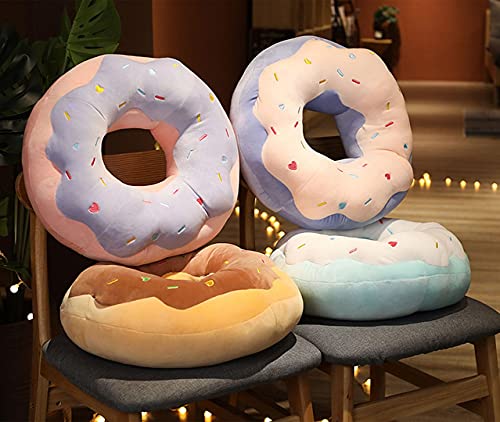 ChezMax Round Donut Pillow Print Decorative Comfortable Soft Plush Funny Food Shaped Pad Seat Back Stuffed Cushion Adult and Kids for Couch Chair Floor Sofa Chocolate