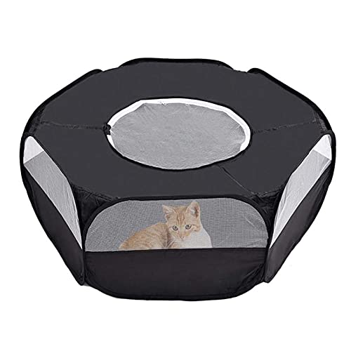 Mantouxixi Small Animal Playpen with Cover, Animal Chinchilla, Hamsters, Bunny, Rabbits, Kitten Kitten Ferret Playpen with Cover - Black