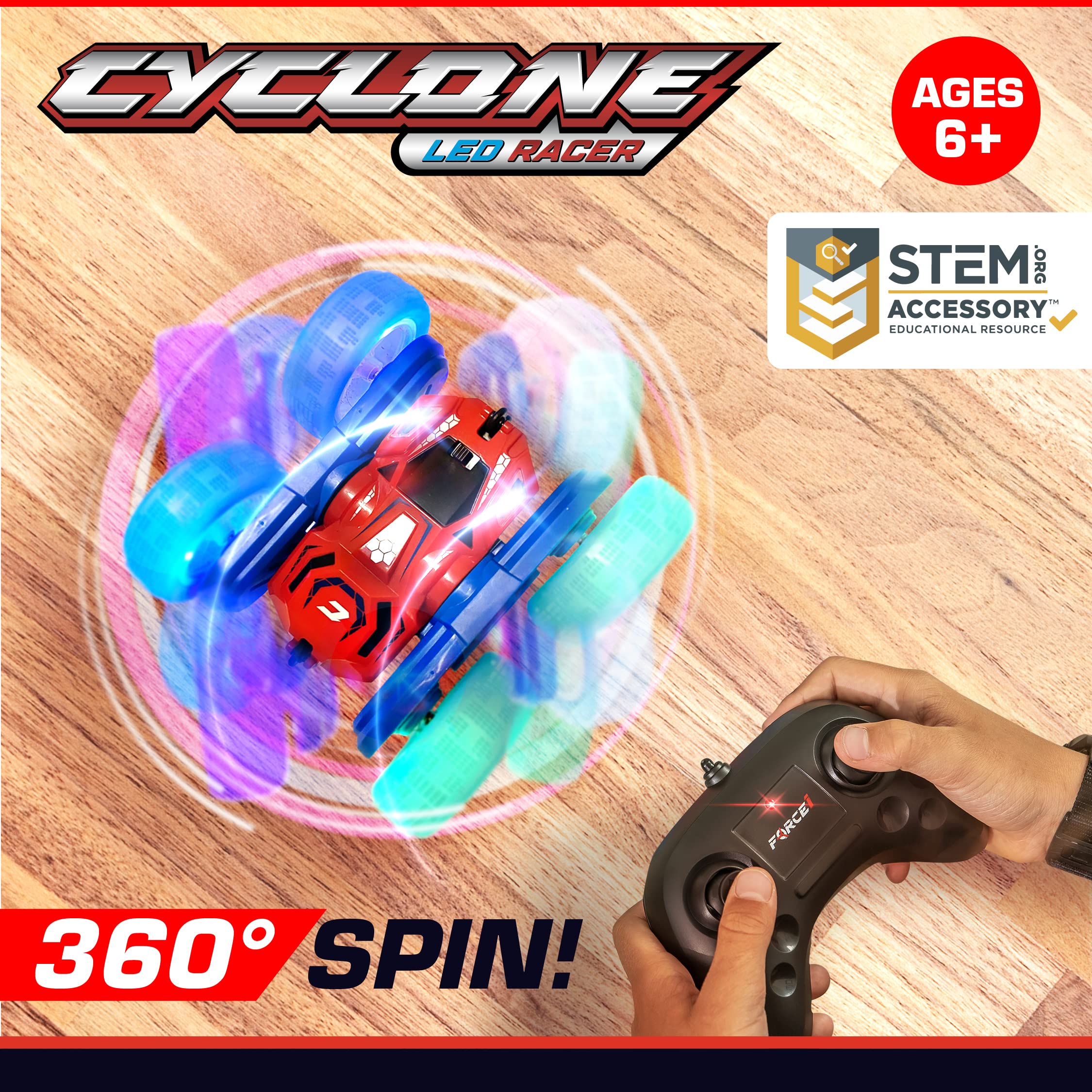 Force1 Cyclone LED AND Tornado Remote Control Car Bundle - Double Sided Fast RC Cars (2) Stunt Cars with 360 Flips, All Terrain Tires, LEDs, RC Crawler Rechargeable Toy Car Battery for Kids and adults