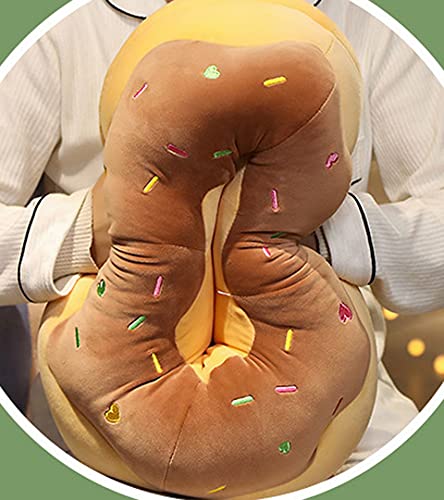 ChezMax Round Donut Pillow Print Decorative Comfortable Soft Plush Funny Food Shaped Pad Seat Back Stuffed Cushion Adult and Kids for Couch Chair Floor Sofa Chocolate