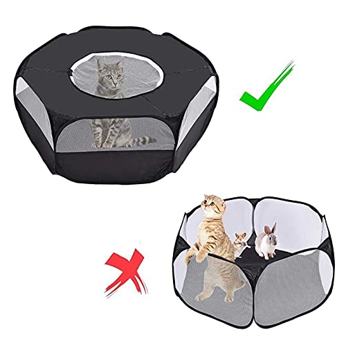 Mantouxixi Small Animal Playpen with Cover, Animal Chinchilla, Hamsters, Bunny, Rabbits, Kitten Kitten Ferret Playpen with Cover - Black