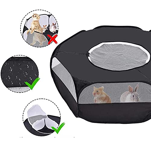 Mantouxixi Small Animal Playpen with Cover, Animal Chinchilla, Hamsters, Bunny, Rabbits, Kitten Kitten Ferret Playpen with Cover - Black