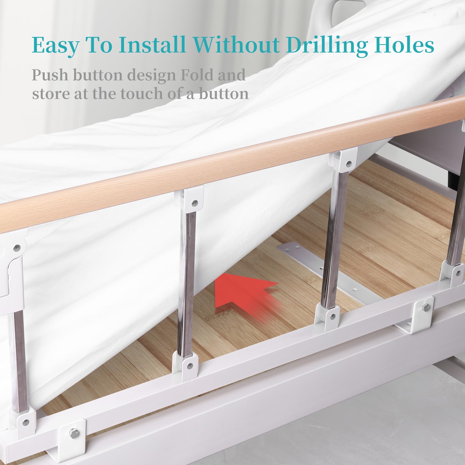 lefeke Bed Rails for Elderly Adults Safety,Folding Bedside Assist Rail Handle,Collapsible Bed Cane Bed Guard,Bed Railing for Seniors,Adjustable Bed Assist Handle for Preventing Falling Out of Bed