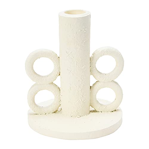 Bloomingville Resin Taper Handles, Volcano Finish Candle Holder, White