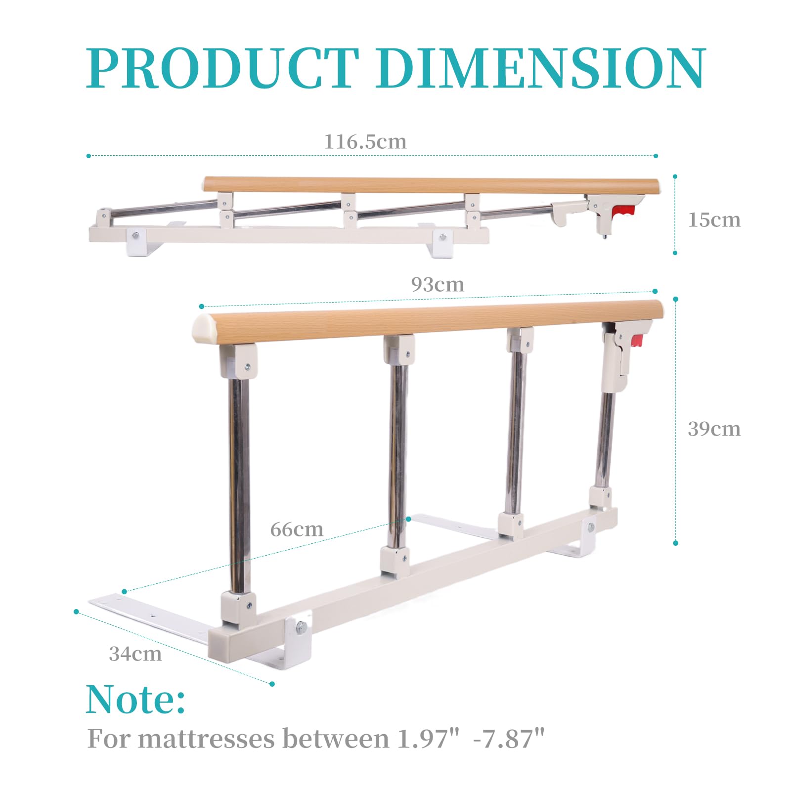 lefeke Bed Rails for Elderly Adults Safety,Folding Bedside Assist Rail Handle,Collapsible Bed Cane Bed Guard,Bed Railing for Seniors,Adjustable Bed Assist Handle for Preventing Falling Out of Bed