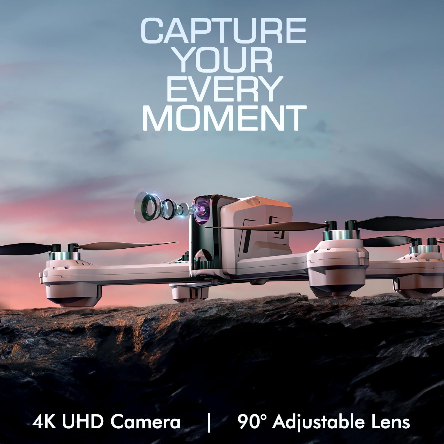 BEZGAR Drone with Camera for Adults 4K, RC Quadcopter with Brushless Motor, Optical Flow Positioning, Auto Hover, One Key Start/Land, 2 Rechargeable Batteries, FPV 5G Drones for Adults, BD102