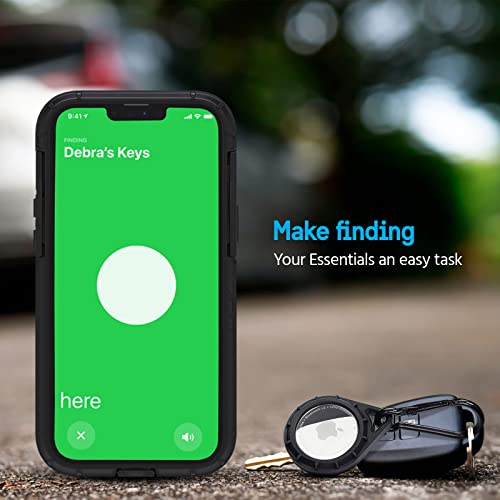 Pelican Protector AirTag Holder - AirTag Keychain w/ Stainless Steel Carabiner Clip [Impact Resistant] [Travel Essentials] - Protective Apple AirTag Case for Dog Collar, Backpack, Keys, Luggage -Black
