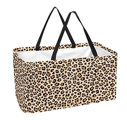 YWEGoodz Shopping Baskets Reusable Foldable Grocery Bag Storage Basket Large Storage Bins Basket Cheetah Leopard Skin Print, Multicolor, 22 x 12.6 x 11.4 inch