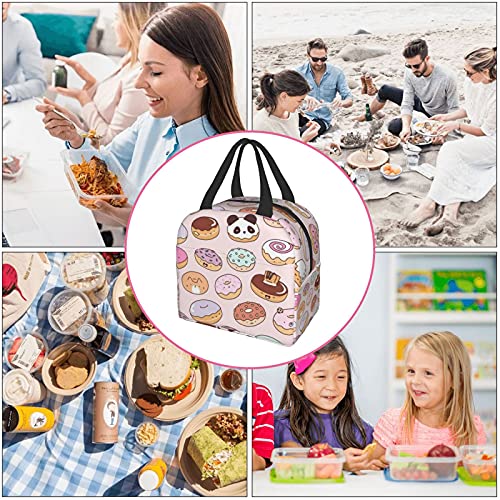 Insulated Lunch Bag Reusable Lunch Box, Cooler Lunch Tote Bag With Front Pocket for Women Men School Picnic Office Work, Kawaii Donuts