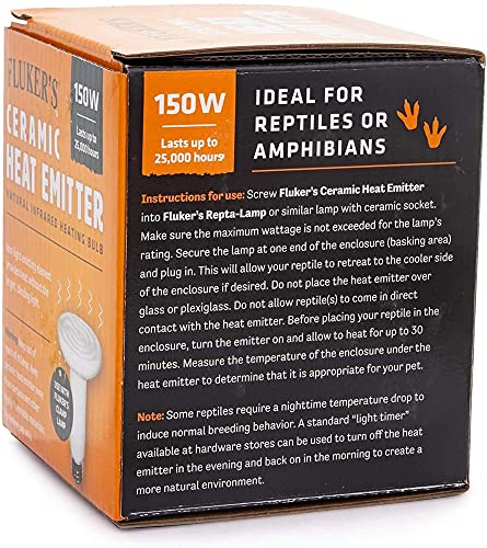 Fluker's Ceramic Heat Emitter for Reptiles 150W - Includes Attached DBDPet Pro-Tip Guide