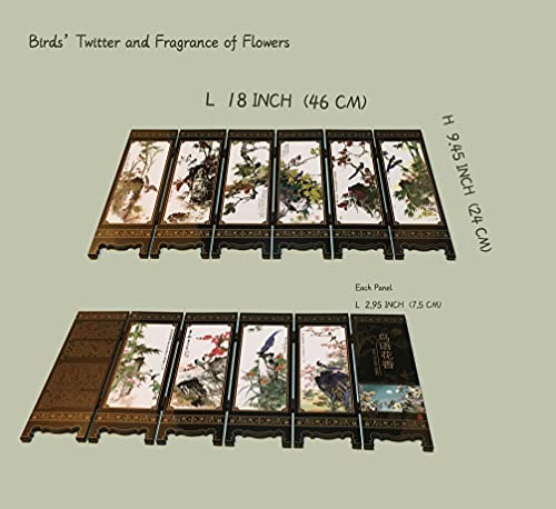 APERFECT Decorations for The Home, 6 Panel Divider, Mini Folding Screen, Chinese Lacquerware, Mini Desktop Folding Screen, Feng Shui Ornaments, Oriental Gift, Business Gift