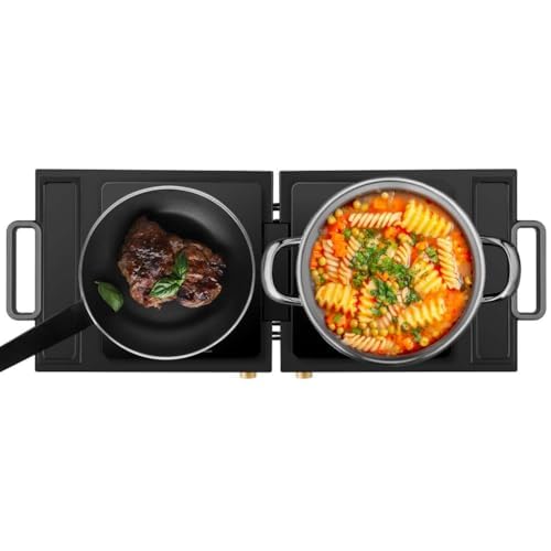 Chefzilla Induction Cooktop 2 Burner Foldable 1800W | Portable Induction Countertop Dual Burner Fast Warm-Up | Induction Hot Plate for Cooking Kitchen RV Camping | Induction Cooker Heater (Black)