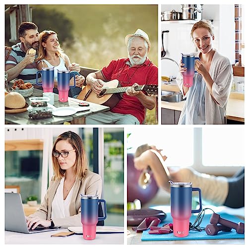 MaxBase 40 Oz Tumbler with Handle and Straw Lid, Insulated Reusable Stainless Steel Travel Mug Keeps Drinks Cold up to 34 Hours, 100% Leakproof Bottle (Sunset)