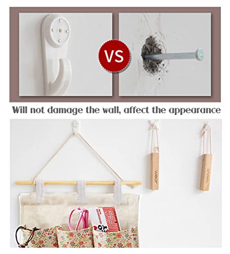erioctry 20PCS White Durable Non-Trace Wall Picture Hook Powerful Concrete Hard Wall Drywall Picture Hooks Hanging Hook for Picture Photo Frame Clock Hangers