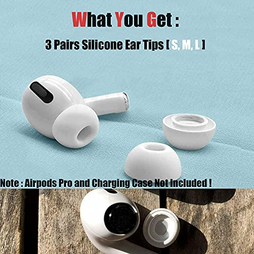 Acediar AirPods Pro Replacement Ear Tips [3 Pairs] for AirPods Pro1,2, Silicon Earbuds Tips with Noise Reduction Hole, Fit in The Charging Case (Sizes S/M/L, White)