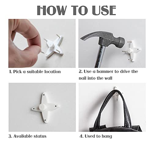 erioctry 20PCS White Durable Non-Trace Wall Picture Hook Powerful Concrete Hard Wall Drywall Picture Hooks Hanging Hook for Picture Photo Frame Clock Hangers