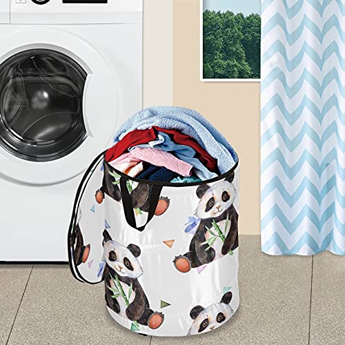 Cute Panda Pop Up Laundry Hamper With Lid Foldable Laundry Basket With Handles Collapsible Storage Basket Clothes Organizer for College Dorm Apartment