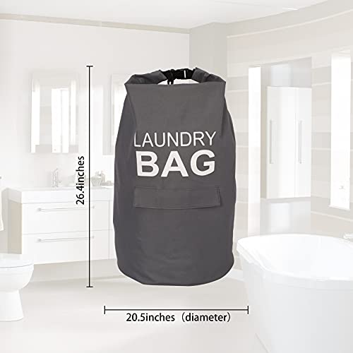 Kimmama 70L Waterproof Laundry Bag Backpack,Heavy Duty Laundry Bag with Strap,Dirty Clothes Organizer for Travel,Camping,College Dorm,Laundromat,Apartment (Grey)