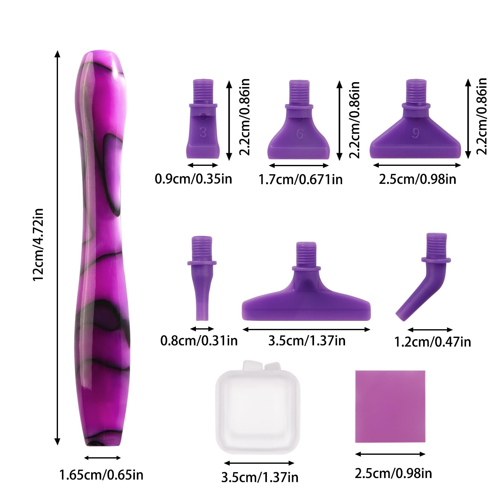 Updated Diamond Painting Pen, 13Pcs Diamond Art Pens with Screw Thread Tips, Diamond Painting Pens Tool Accessories Kit Drill Pen for Diamond Painting Art Nail Art Cross Stitch (Balck&Purple)