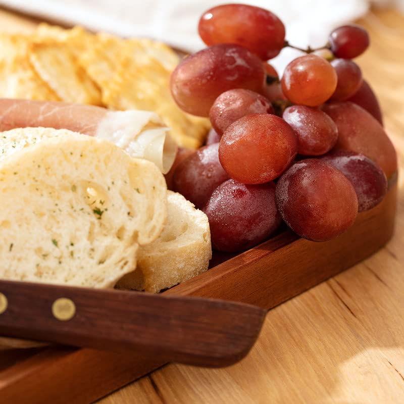 Solid Acacia Wood Serving Trays (14 x 5.5 inches) Rectangular Wooden Serving Platters for Home Decor, Food, Vegetables, Fruit, Charcuterie, Appetizer Serving Tray, Cheese Board (Set of 3 Plates)